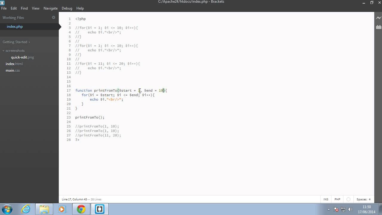 Php tutorial - Functions with default parameters