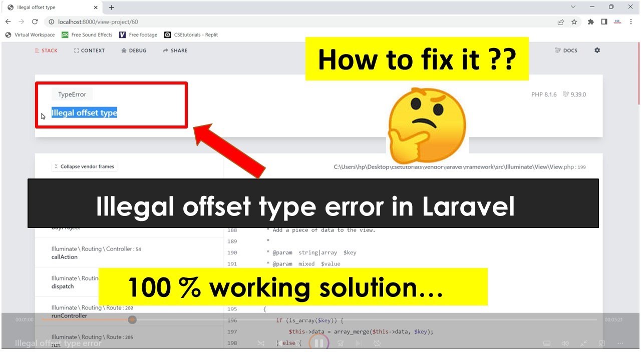 Illegal offset type error in Laravel || Illegal offset type || Laravel error