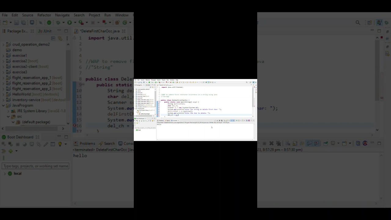 Java Program to delete first Character Occurrence in a String