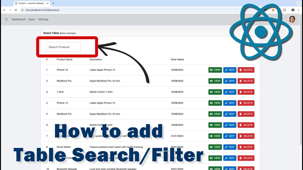 How to Implement Search and Filtering in React Table using Material UI