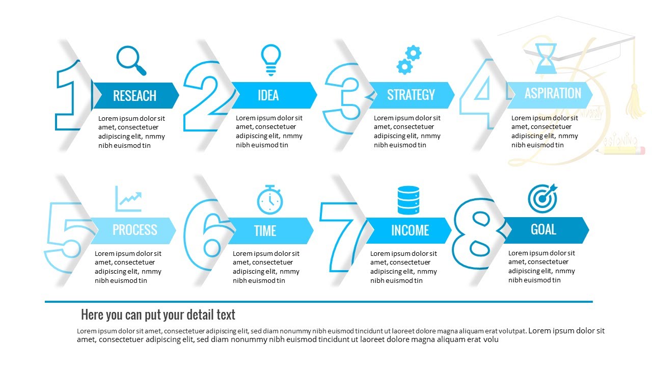 8 steps infographic presentation slide in PowerPoint, tutorial no 123
