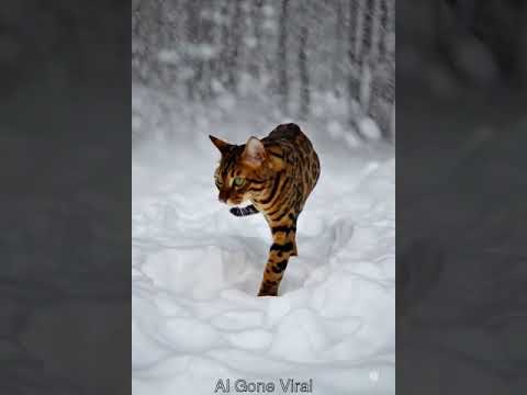 AI Generated: Bengal Cat vs Epic Snowstorm | Sora AI