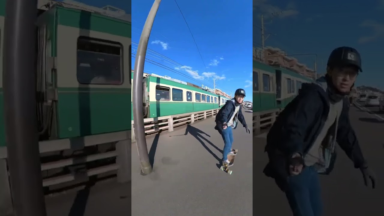 Long Distance Pumping and Pushing against Enoden Slam Dunk Train | LDP Longboard Japan