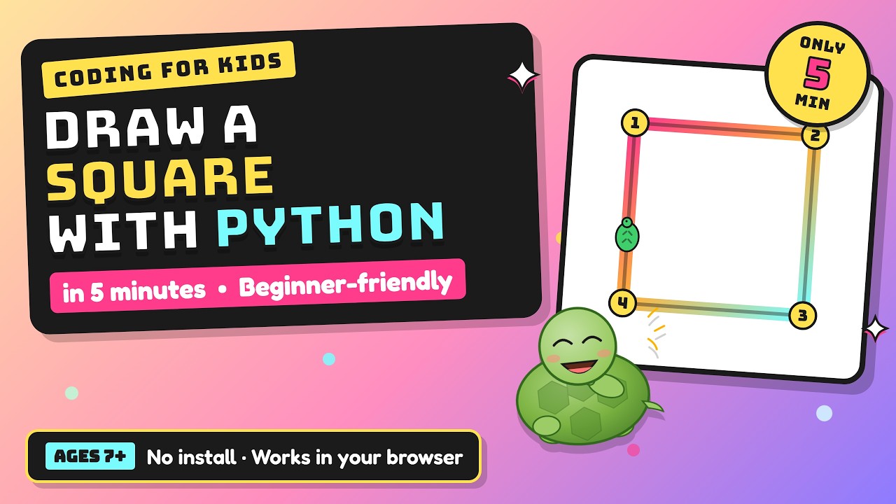 S1 C1: From Zero to Drawing a Square with Python in 5 Minutes (No Setup) #python #coding #ai #kids