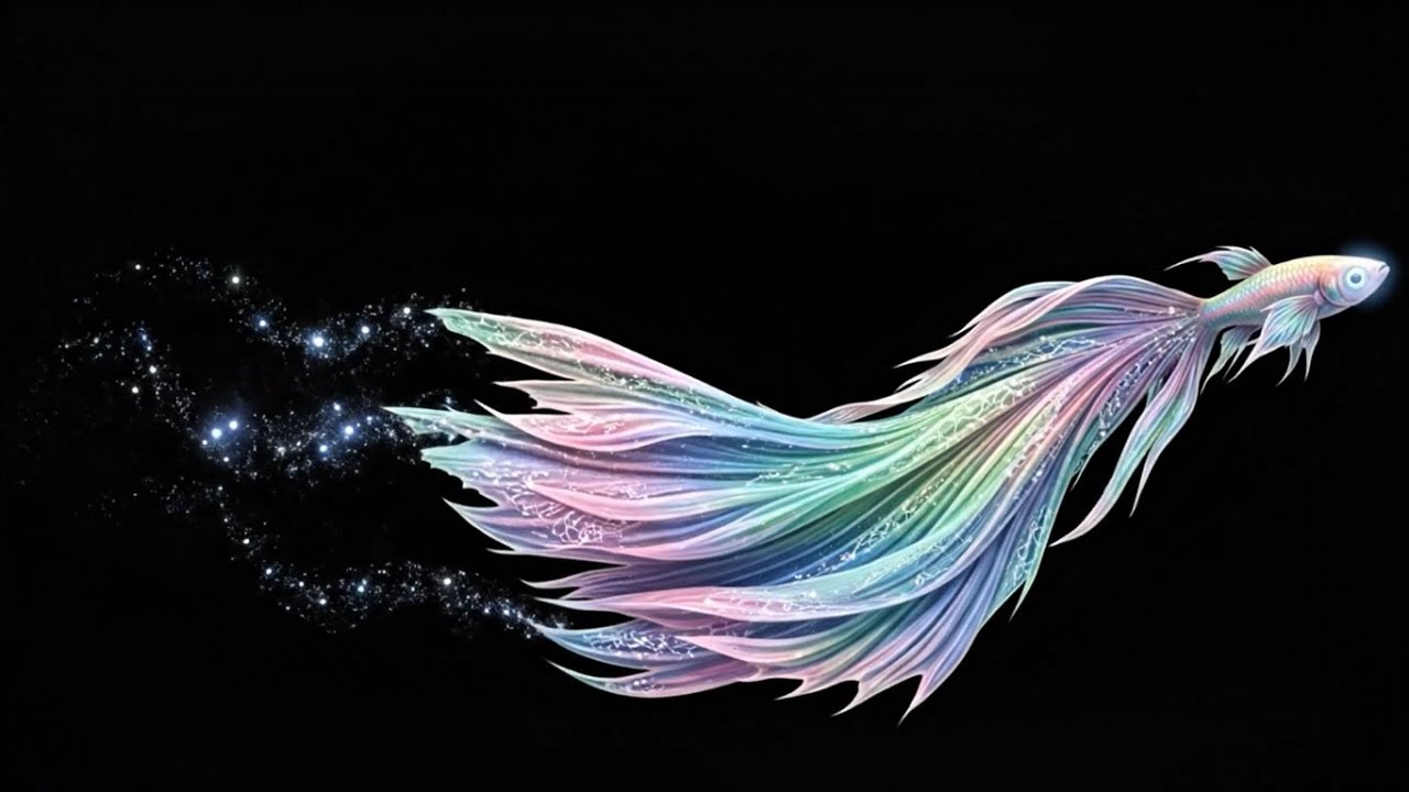 High Quality Fantasy Fish Hologram - Black Screen Visual for Projectors