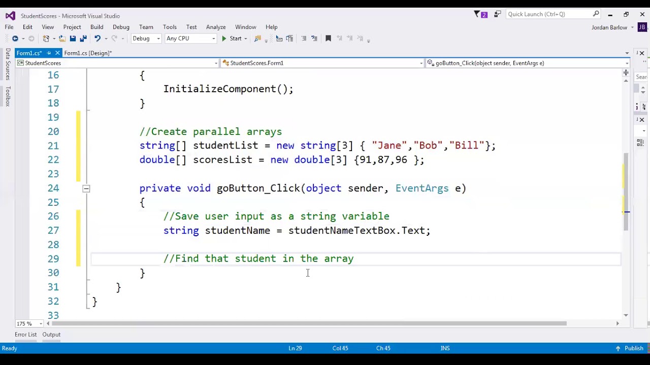 Intro to C#: Chapter 6, Part 3: Parallel Arrays
