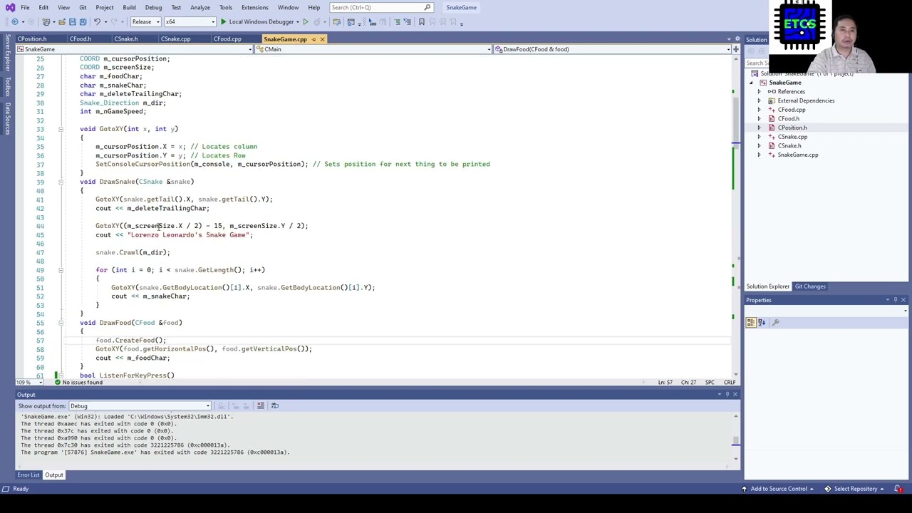 Simple Windows Console Snake Game Programming via C++