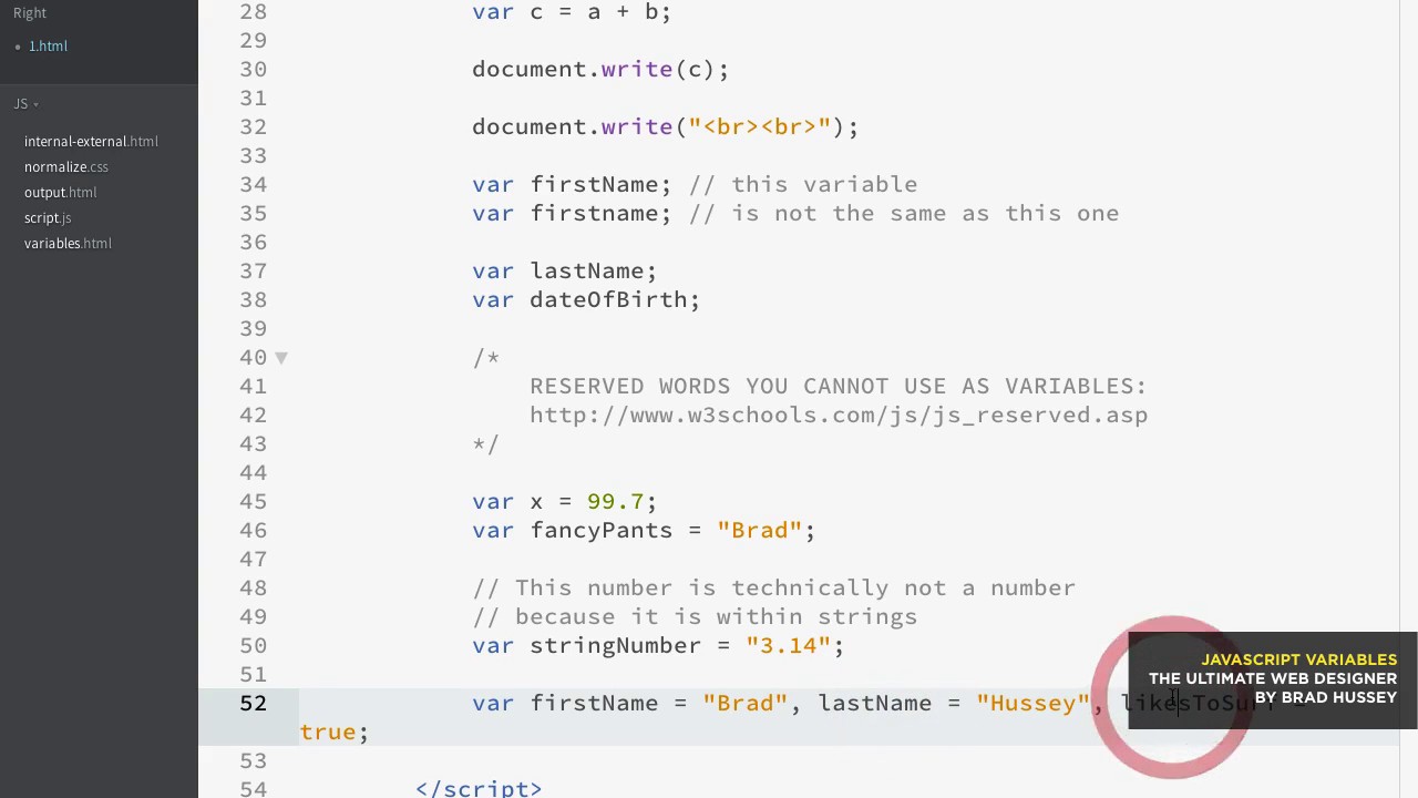 005 Javascript Variables