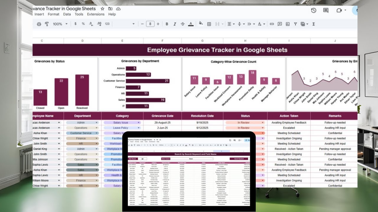 Employee Grievance Tracker in Google Sheets