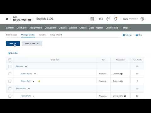 Grades Tool – Manage Grades