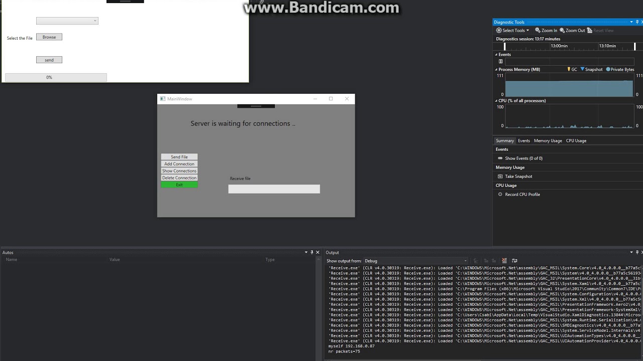 File Transfer Application with TCP made in .Net WPF