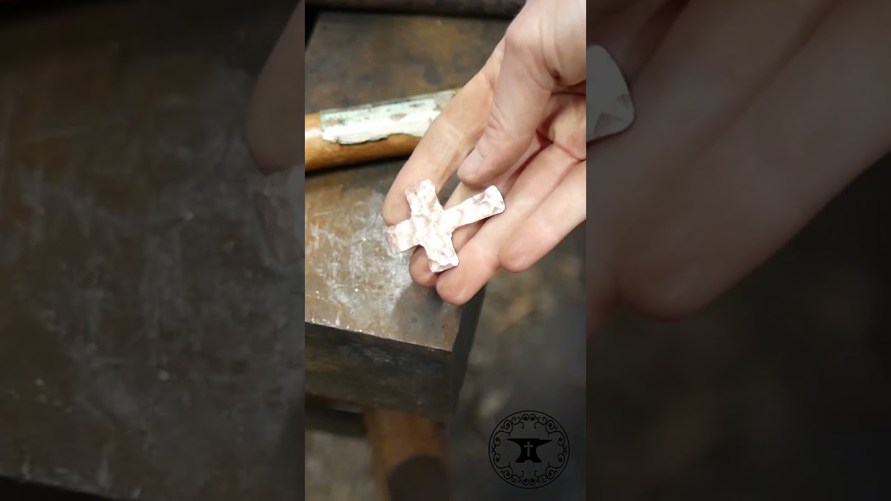 Making Copper Cross Pendants #shorts