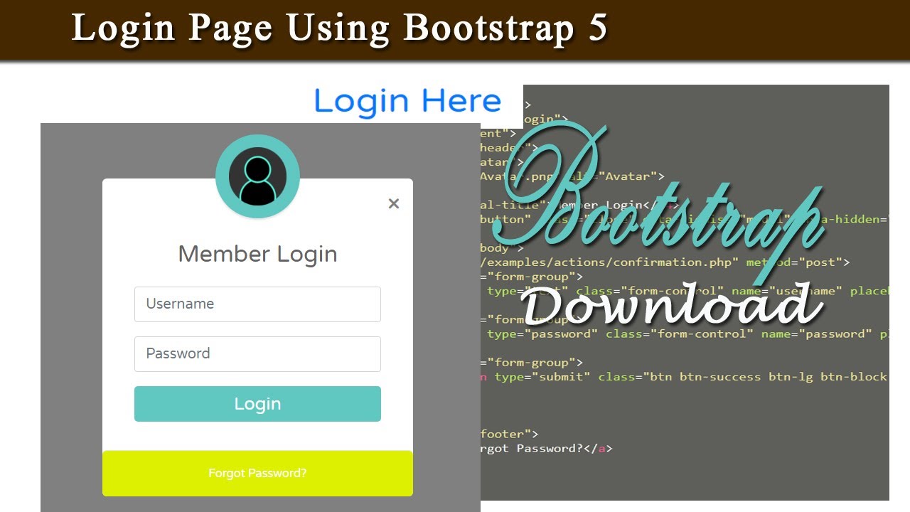 Login Form using HTML CSS BOOSTRAP 5 | Login Page in Bootstrap 5 step by step with source code