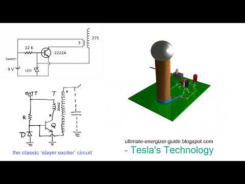 Tesla Coil Diagram without spark gap - Mini Tesla Coil uses NPN Transistor