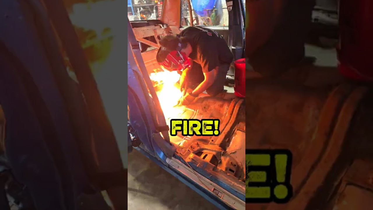 He thought he hit a gas line #funny #shorts #mechanic #prank #donk #welding #fire #robthemechanic