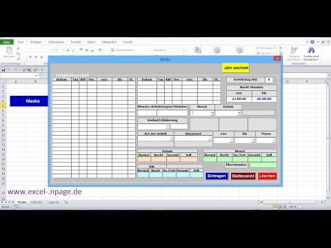 54_Zeiterfassungsprogramm in Excel selber erstellen. Auswertung der Stunden für Datum, KW, Monat.