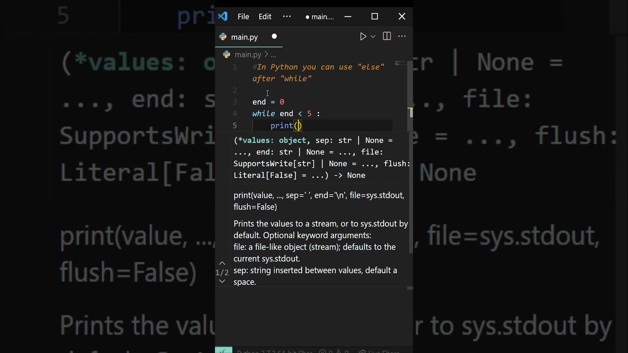 Else after While in Python #shorts