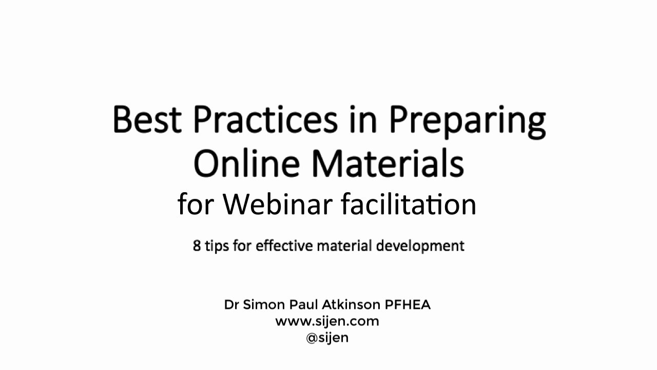 Designing Courses: e-Learning Material Design: Preparing for Webinar Teaching