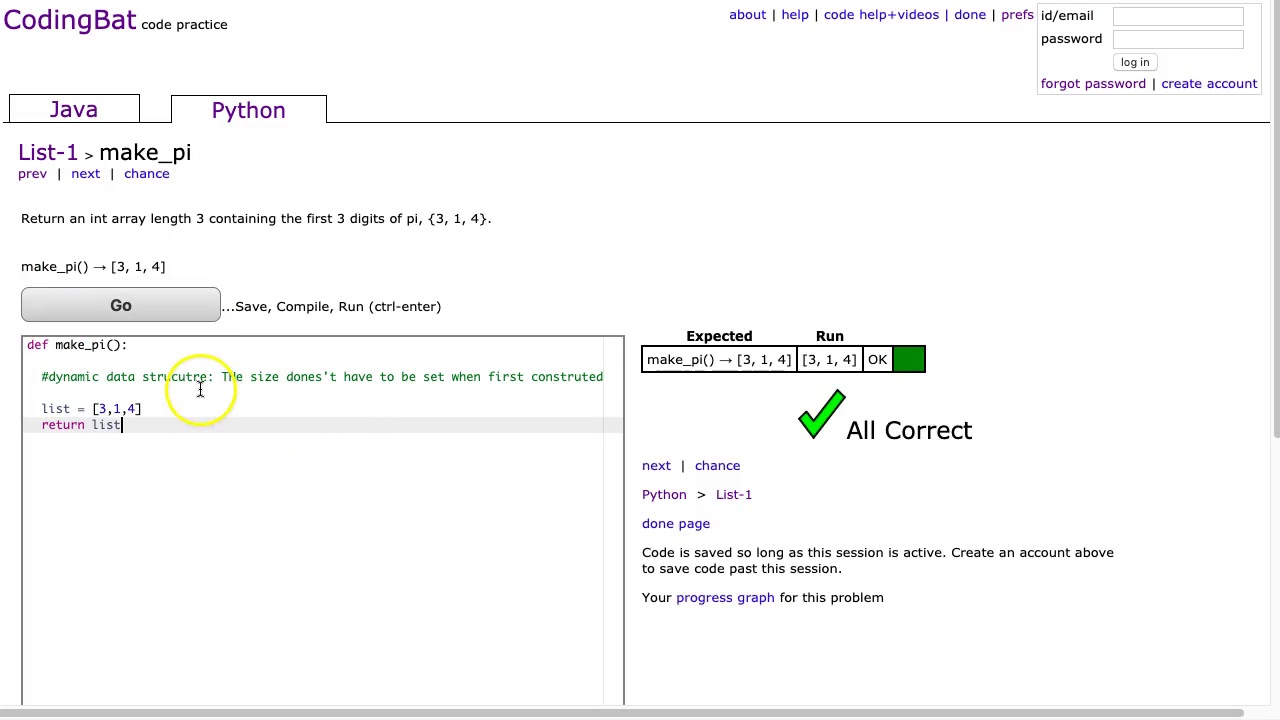 Codingbat - make_pi (Python)