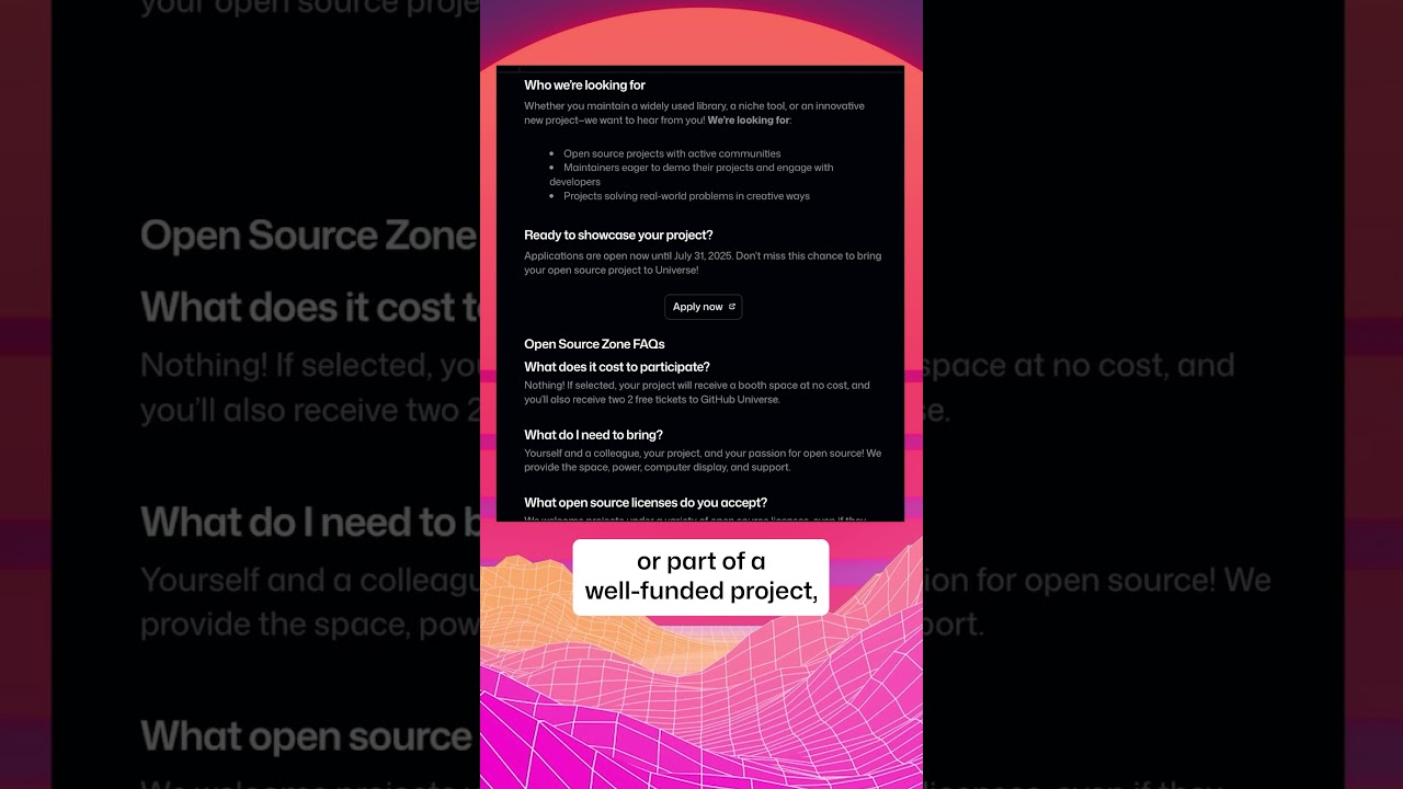 Apply now: Showcase your project in the GitHub Universe Open Source Zone