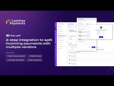 Easy Split by Cashfree Payments | 2-step integration to split incoming payments