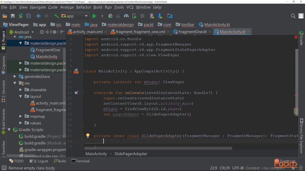 Hands-On Android Material Design : Implementing ViewPager | packtpub.com