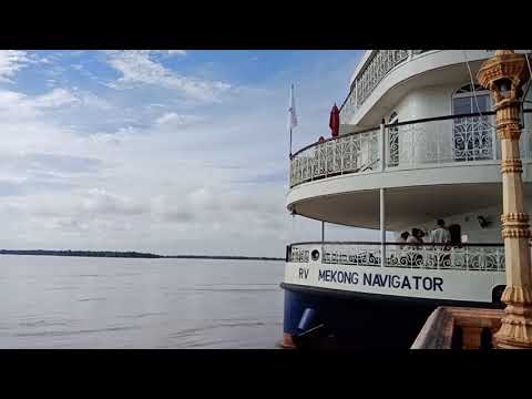 Mekong Navigator cruises ship docking in Angkor Ban, Cambodia