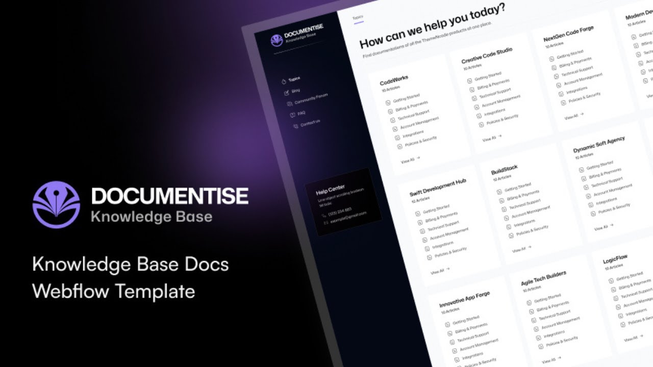 How to Use Documentise Webflow Template | Documentation, Knowledge Base & Help Center Template