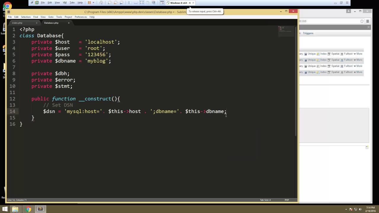 Learn How to Create a Database using PHPMyAdmin and OOP - Part 2
