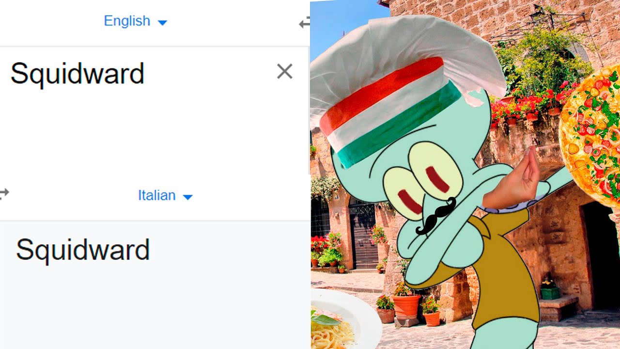 Squidward in different languages meme