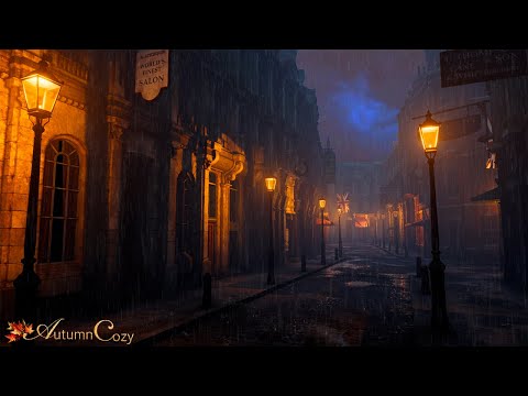 VICTORIAN AMBIENCE: Victorian London Thunderstorm (Horses, Bells, Walking on Cobblestone)