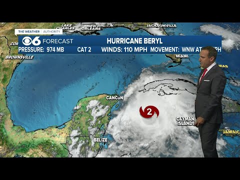 Beryl, strong Category 2 hurricane, should make landfall near Cozumel early Friday