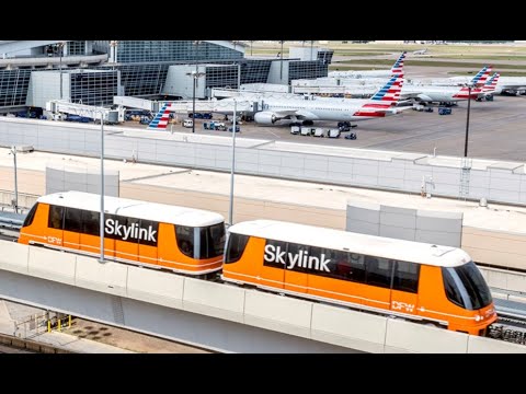 Dallas DFW airport terminals walking and connection train SkyLink ride
