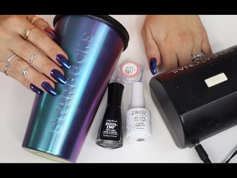 Starbucks Nails! Blue & Purple DUO Chrome Nail Tutorial!