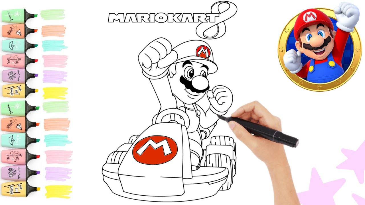 Mario Kart 8 deluxe (Nintendo switch) Coloring Page | Coloring video for kids #coloringpage #mario
