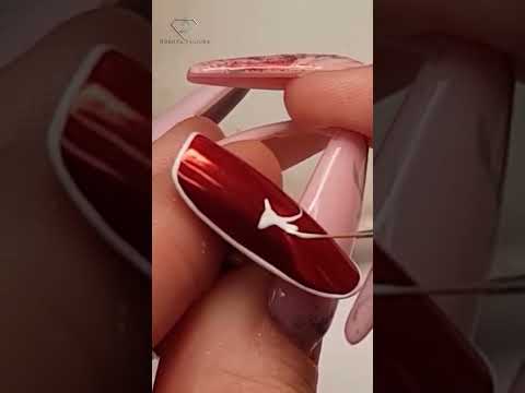 Red Chrome Nail Art. Christmas nails. #Christmasnails #shorts #christmasnailart