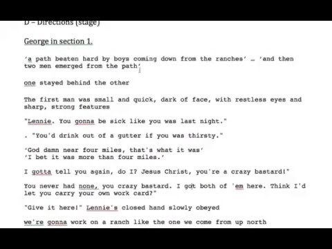 Of Mice and Men - George, Key Quotes - Section 1 (Part 1/2)