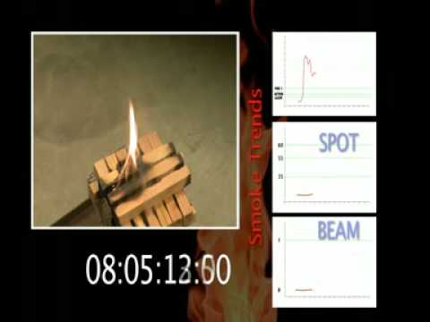 Warehouse fire test demonstration, comparing smoke detector performance