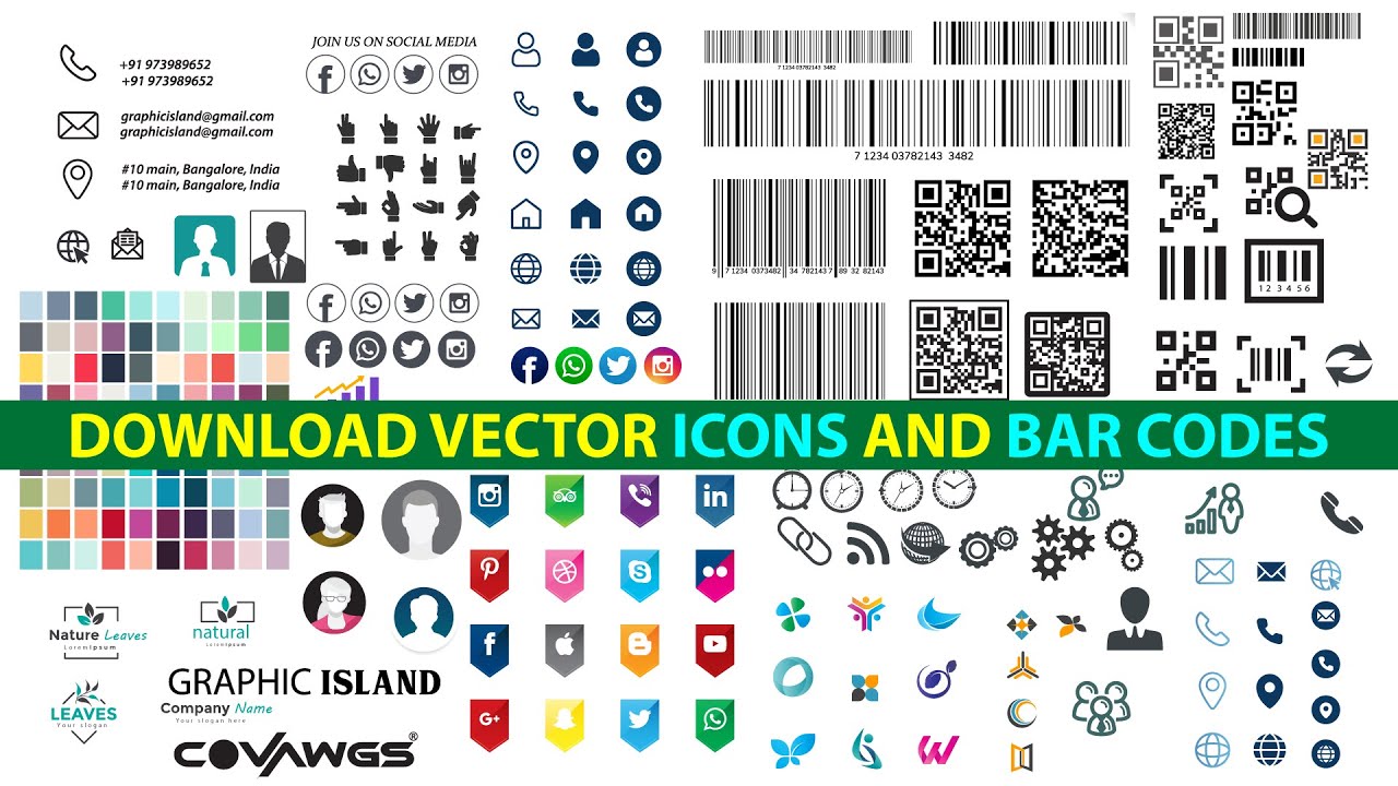 Download Bar Codes, QR Codes, Social Media Icons, Transparent Icons (FREE)