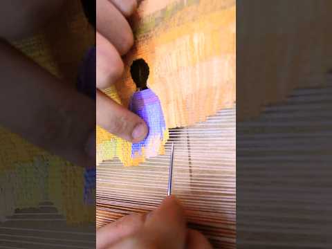 Weaving landscape tapestry | easy weaving with needle on diy loom