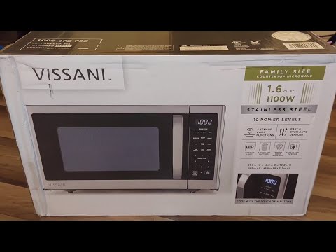 VISSANI Family Size Countertop Microwave 1.6 cu. ft. 1000W - Stainless Steel