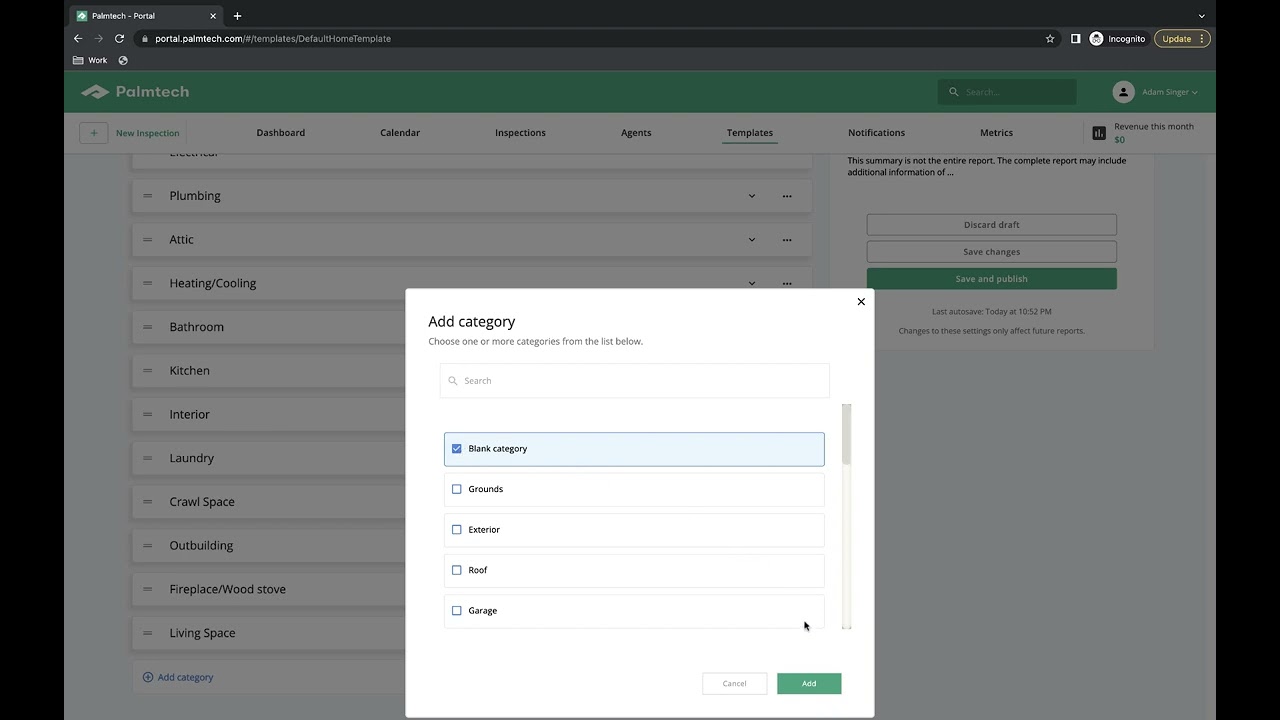 How to edit inspection templates