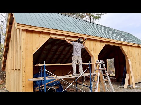Building our OWN Post & Beam Garage Trimming Garage Doors on the Post & Beam Build