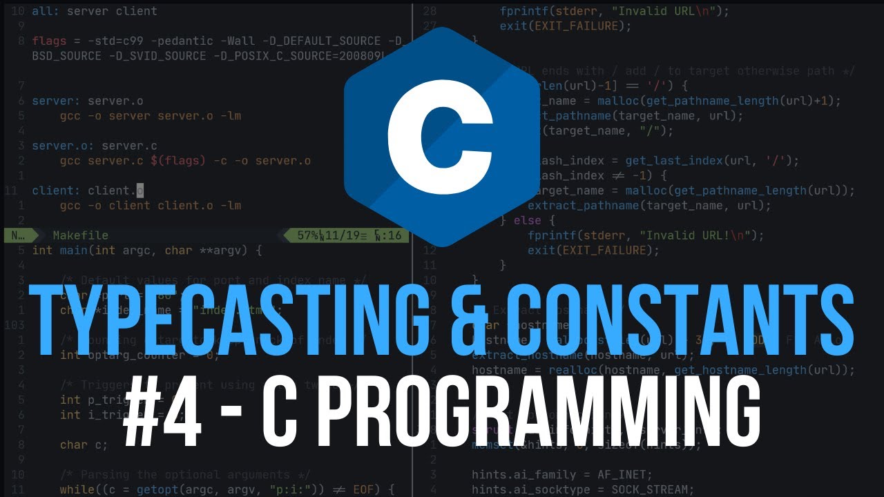Typecasting, Constants & Strings - C Programming Tutorial #4