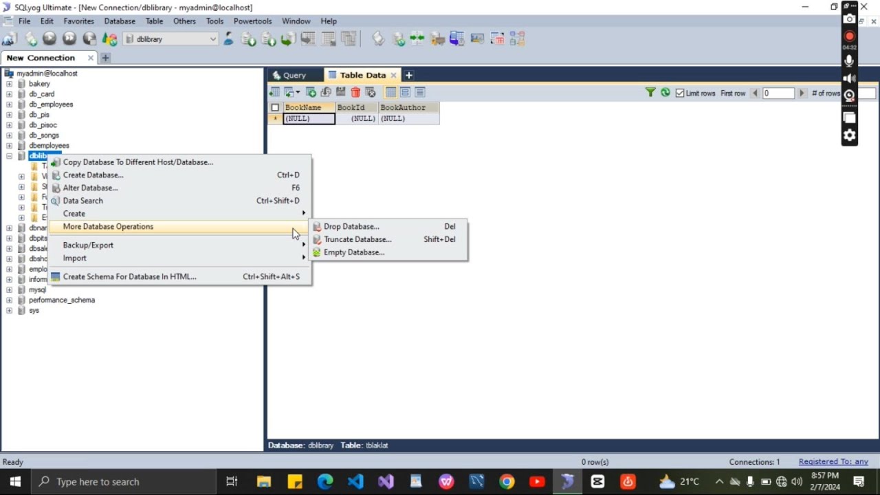 Deleting database and  tables and other  operation in SQLYog Ultimate @KaInfoTechPits  #sql #sqlyog