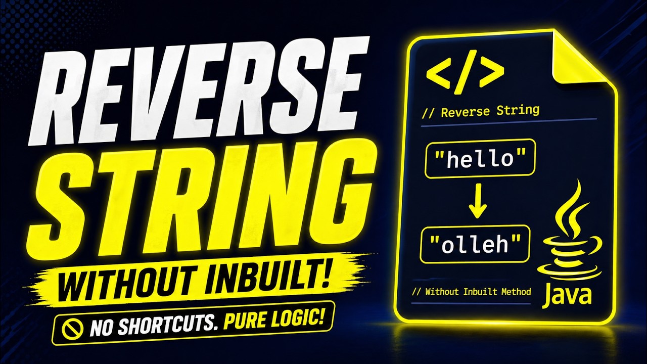 How to Reverse String Without Built-in Methods (Two Pointer Approach ) |  Interview Java Question