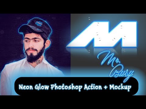 Neon Glow Photoshop Action & Mockup Free download