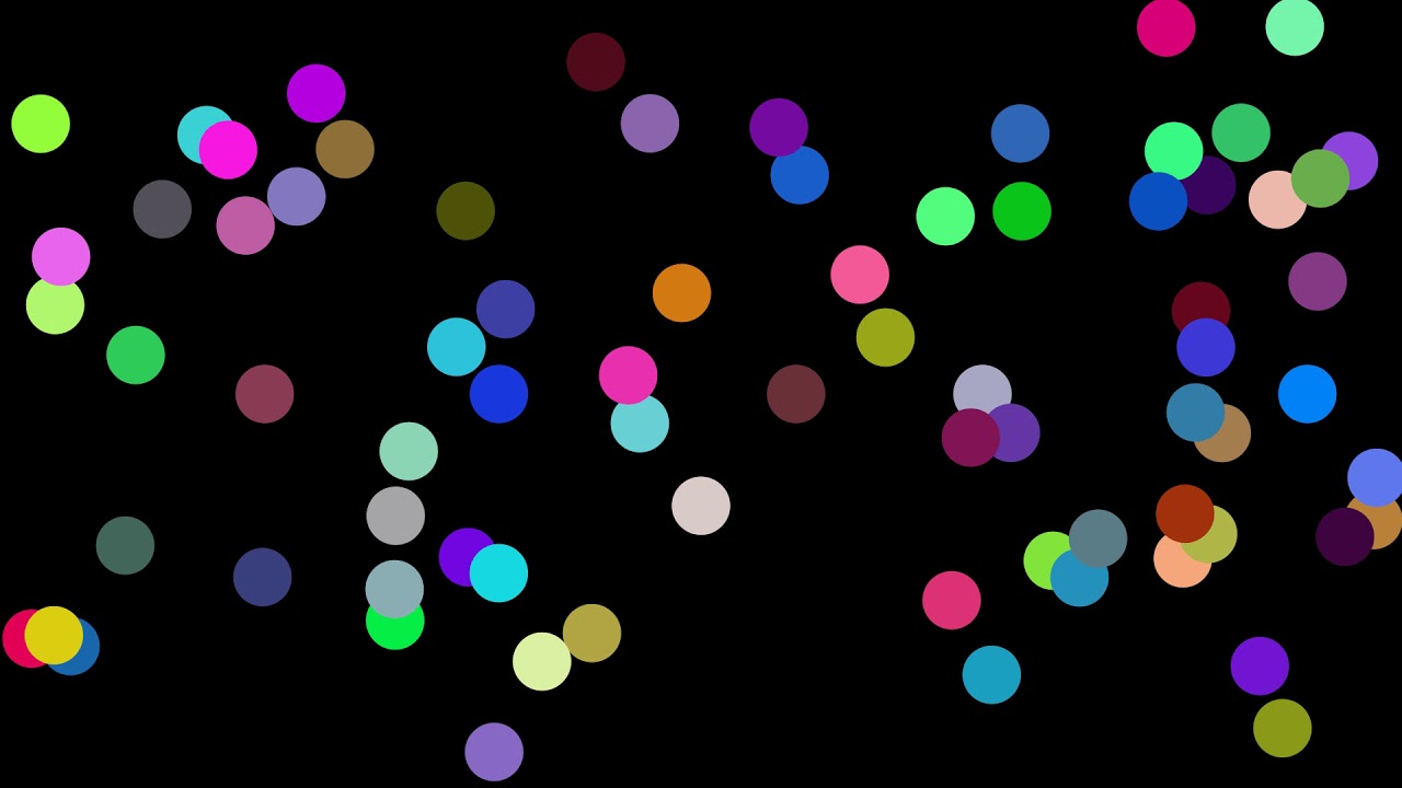 Random Colored Balls Moving in Processing