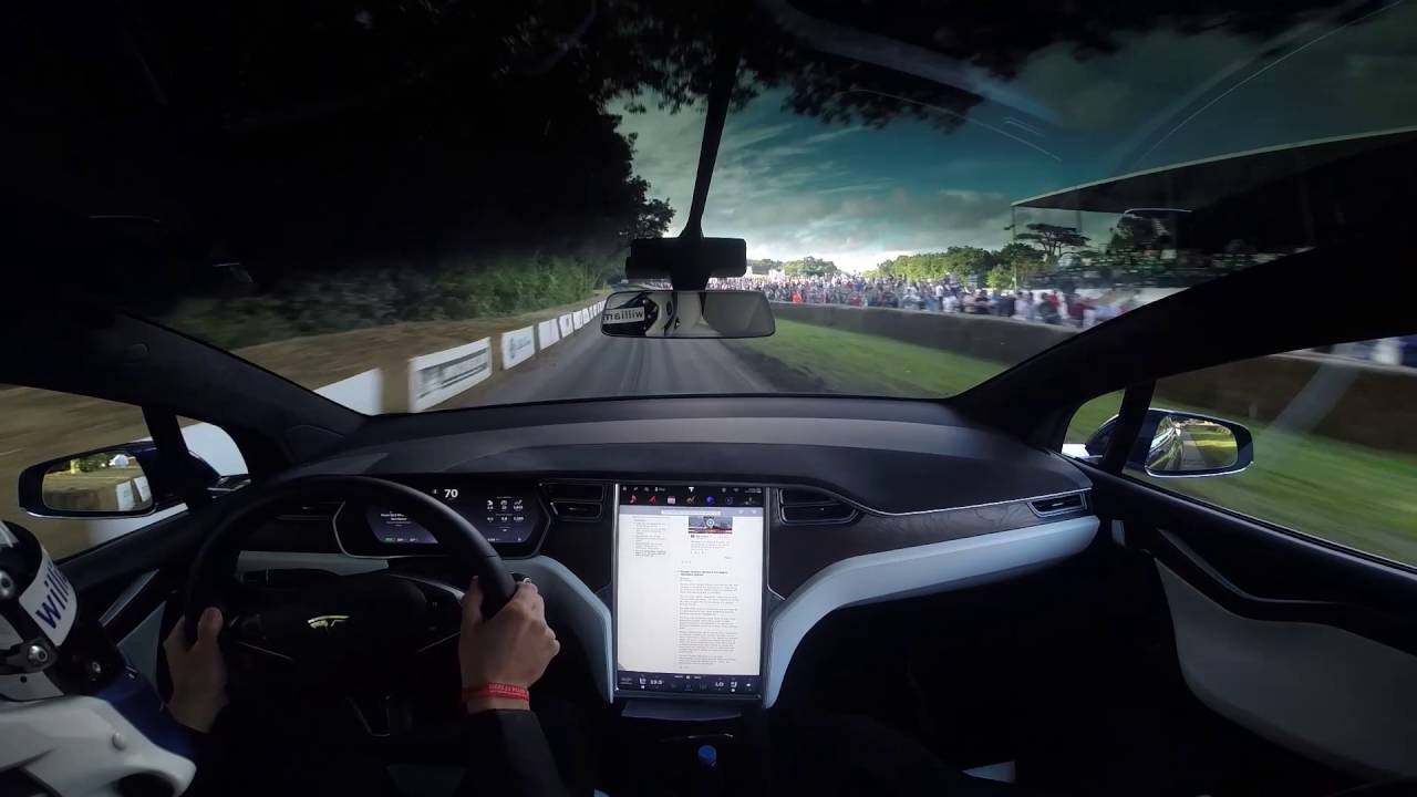 Ride Inside the Tesla Model X Electric SUV at the Goodwood FOS Hill ...