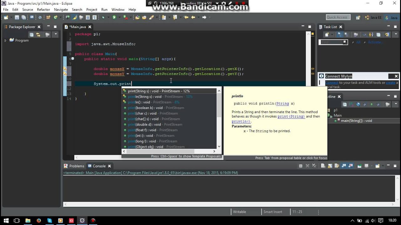 Java: Get mouse position